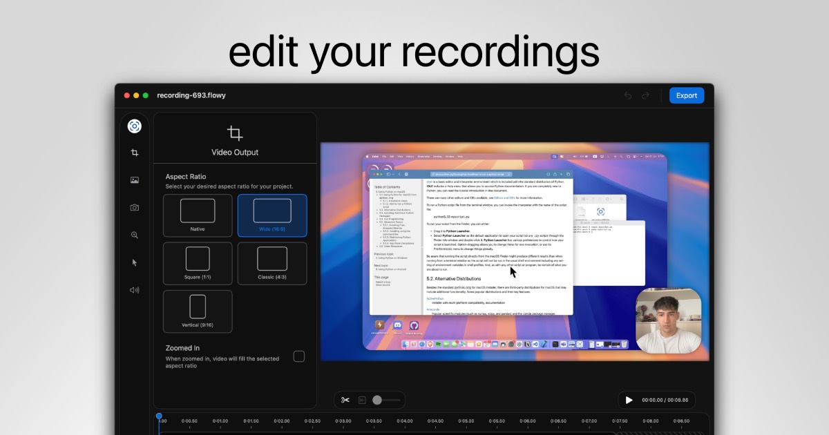 flowy - automatically animated Mac screen recordings